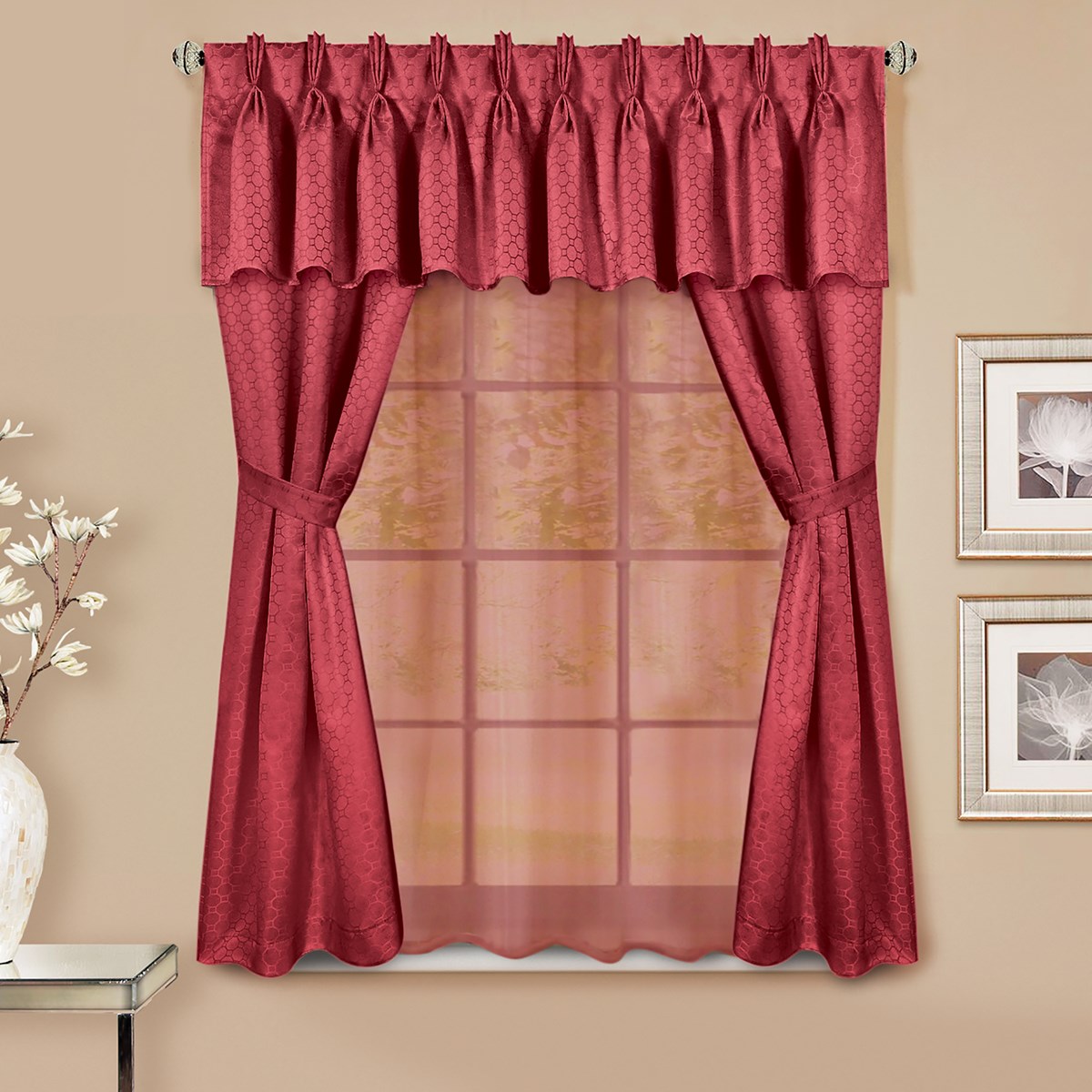 Claire Classic Elegant Curtain Set - 6pc | Collections Etc.