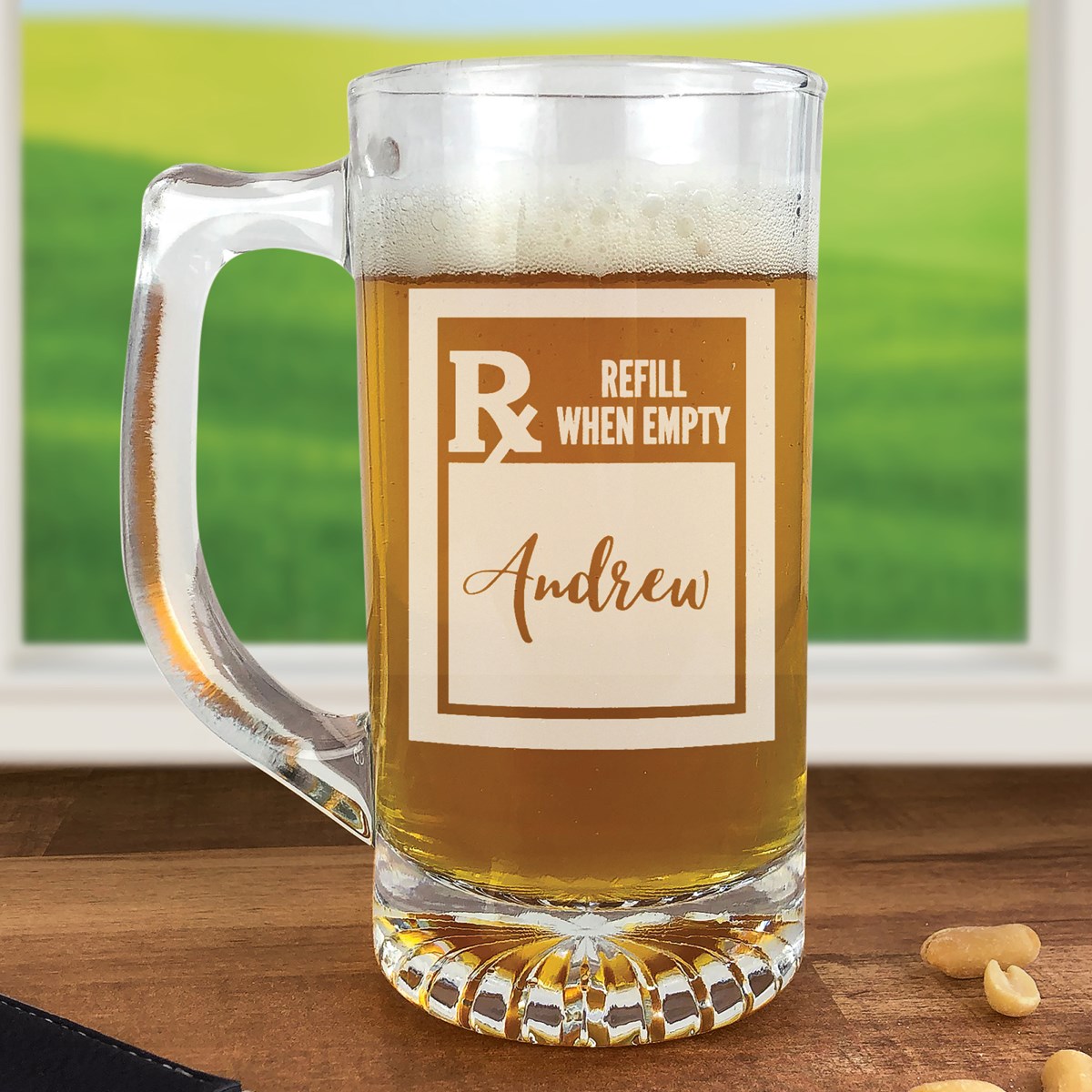 Personalized RX - Refill When Empty Funny Beer Mug | Collections Etc.