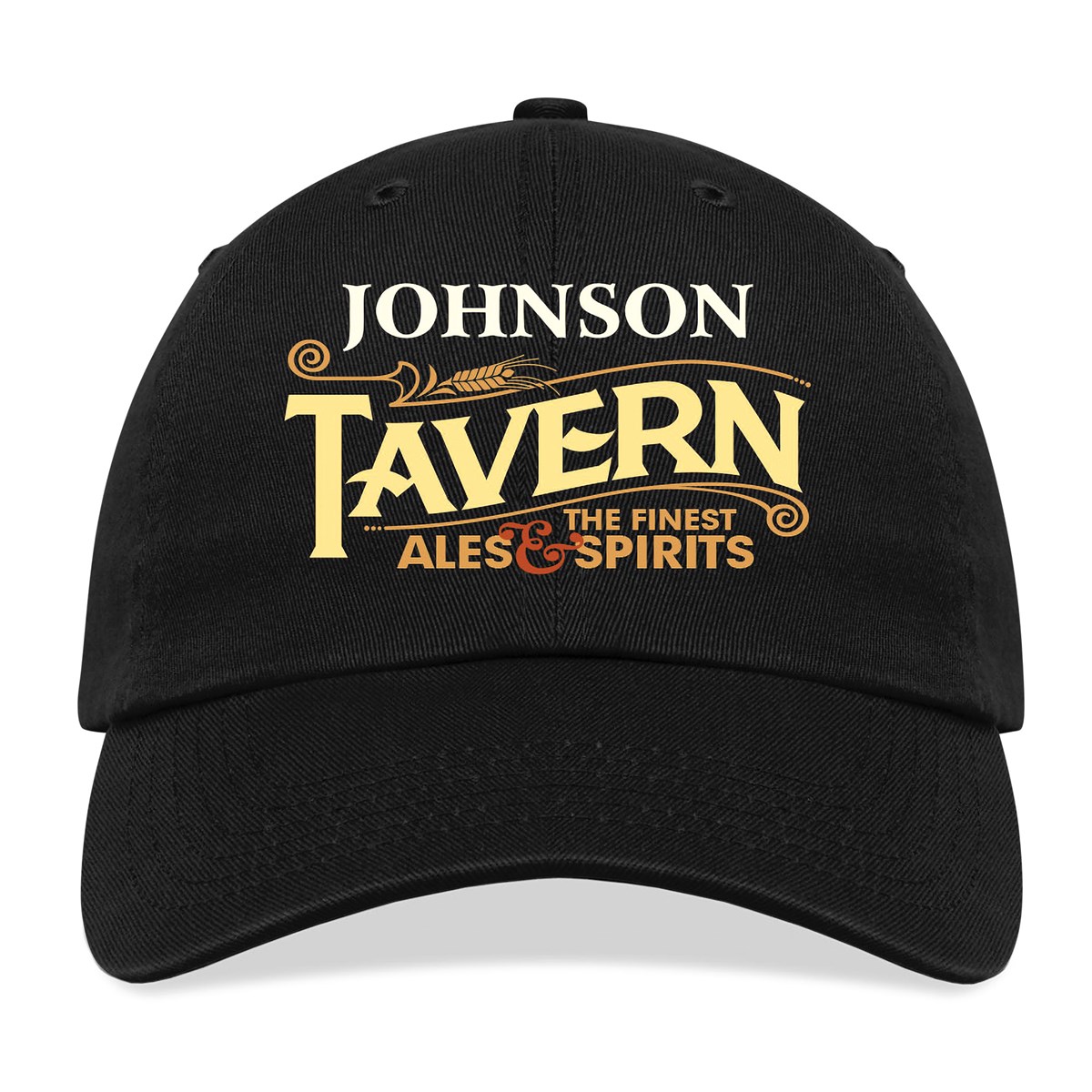 Personalized Tavern Ale and Spirits Black Baseball Cap | Collections Etc.