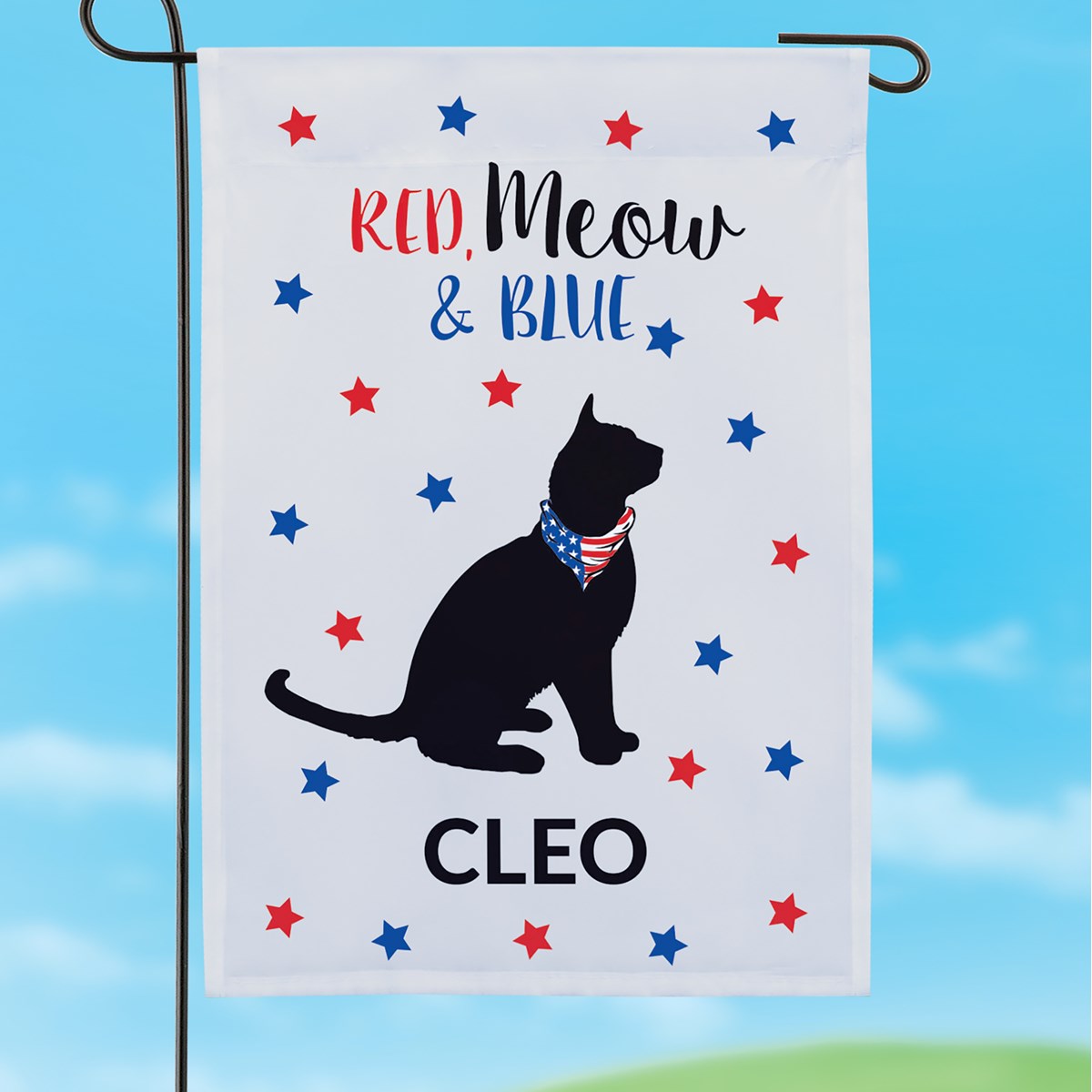 Personalized Patriotic Red Meow and Blue Cat Flag | Collections Etc.