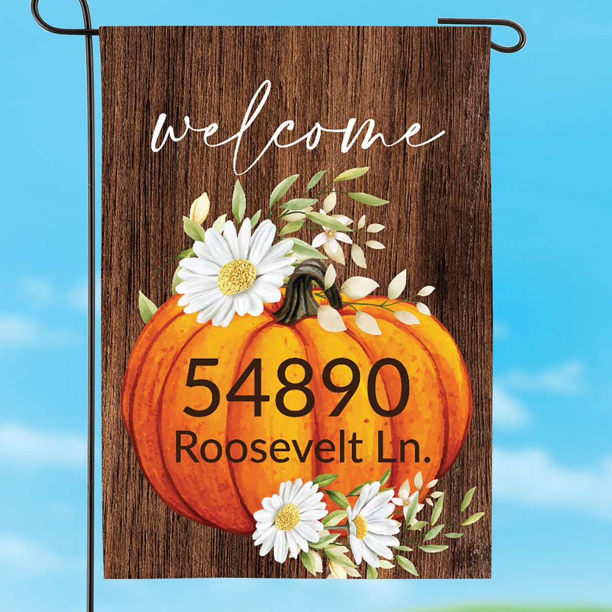 Personalized Pumpkin Welcome Address Flag | Collections Etc.
