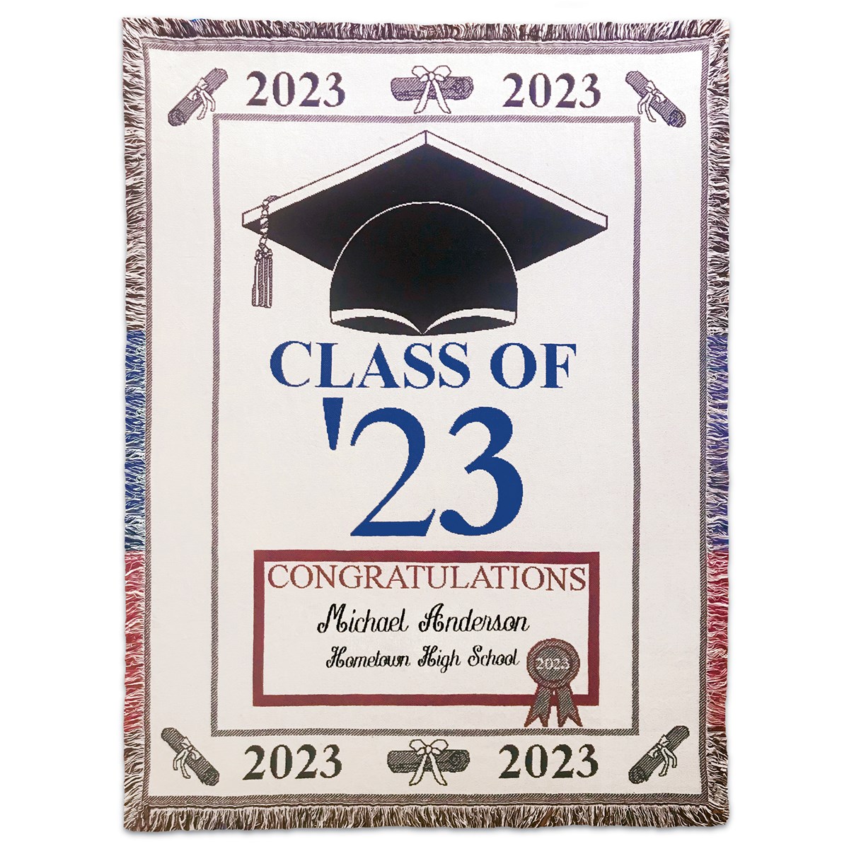 Personalized 2023 Graduation Tapestry Throw Blanket | Collections Etc.