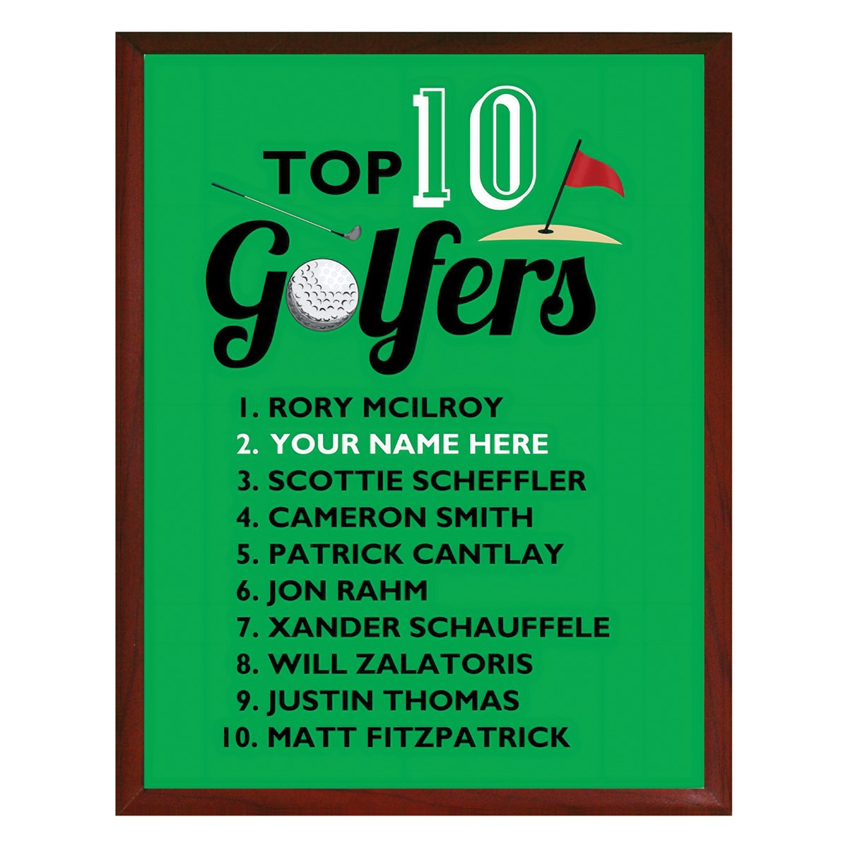 Personalized Top 10 Golfers Hanging Plaque | Collections Etc.