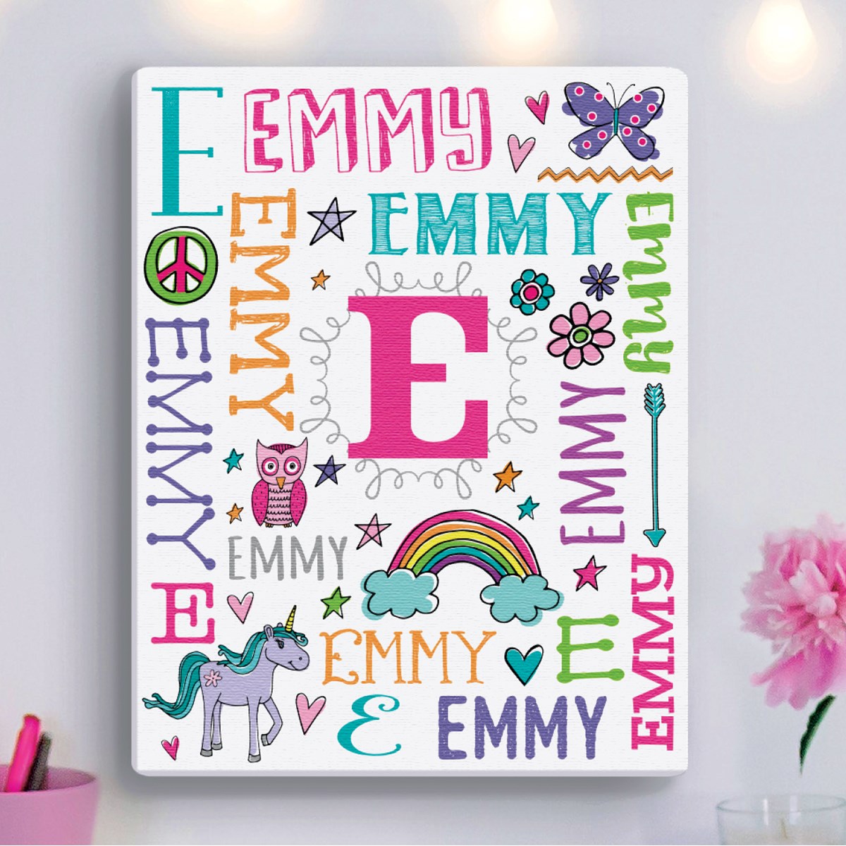 Personalized Name Adorable Pastel Colors Canvas Wall Art | Collections Etc.