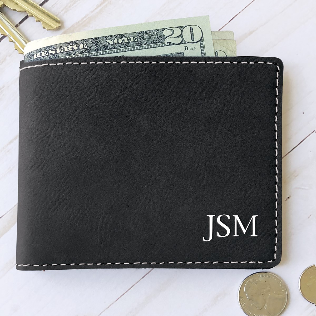 Personalized Attractive Black Leather-Look Foldable Wallet ...